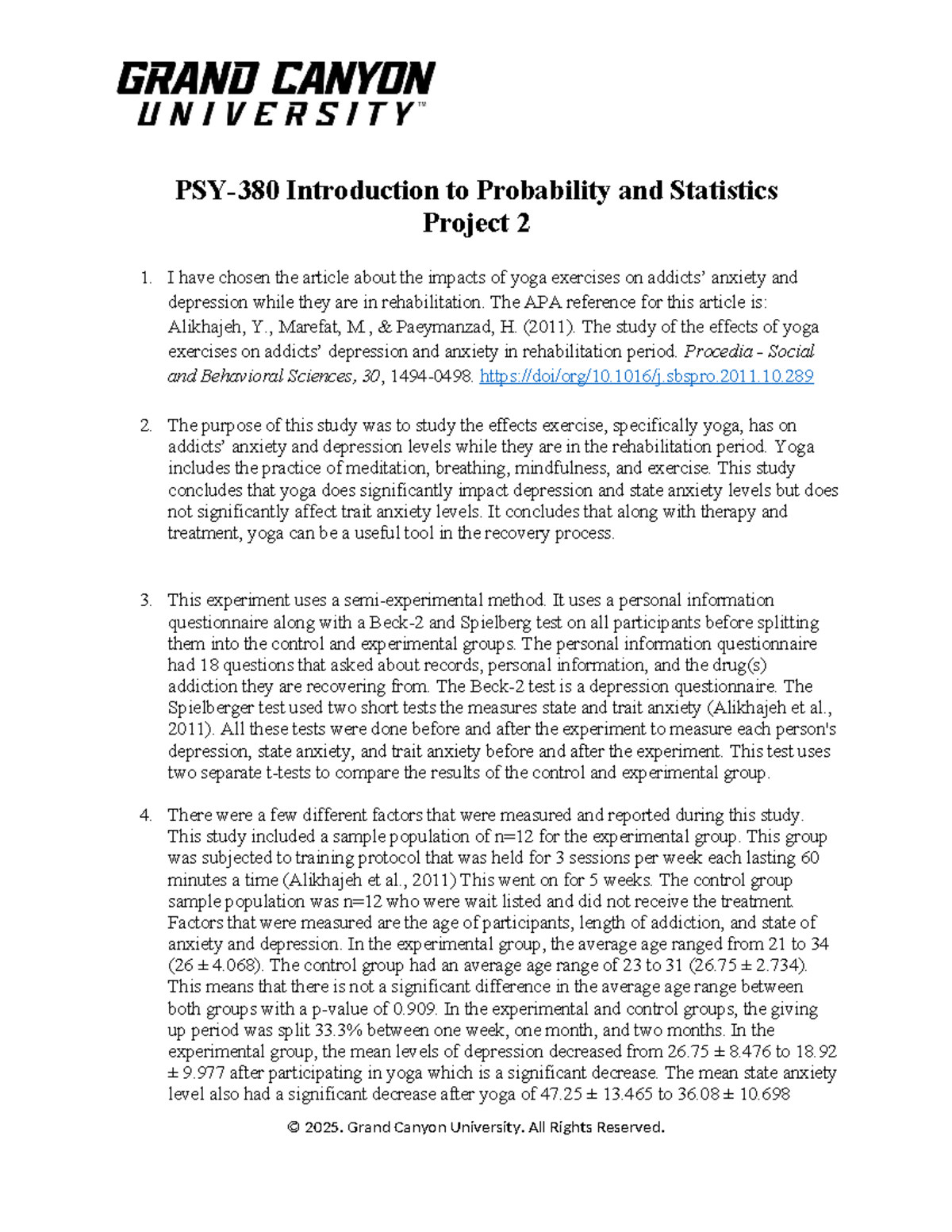 PSY 380 RS T5 Benchmark Project 2 Articles - PSY-380 Introduction to ...