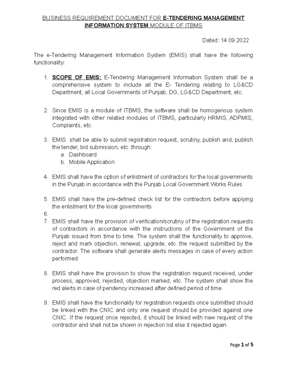 E-Tendering Management System BRD - Assignment Documentation - Studocu