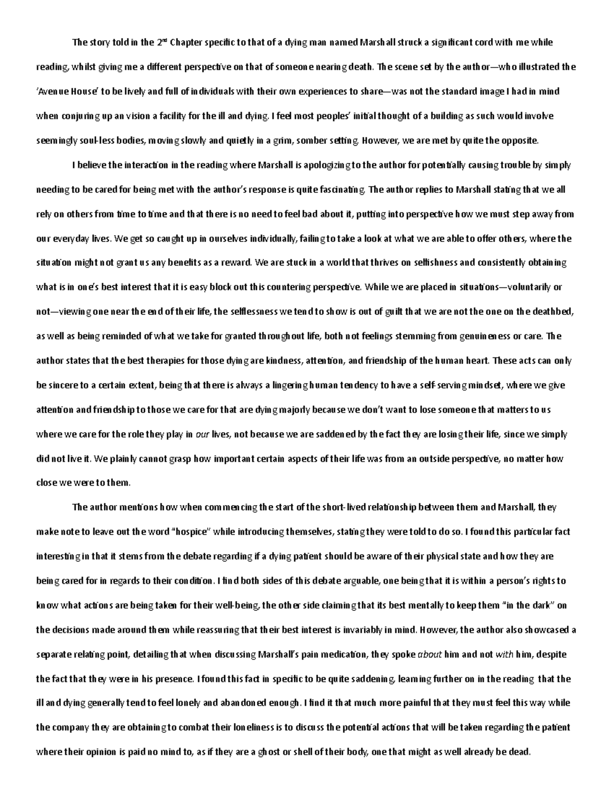 Death and Afterlife Reflection Paper 1 - The story told in the 2nd ...