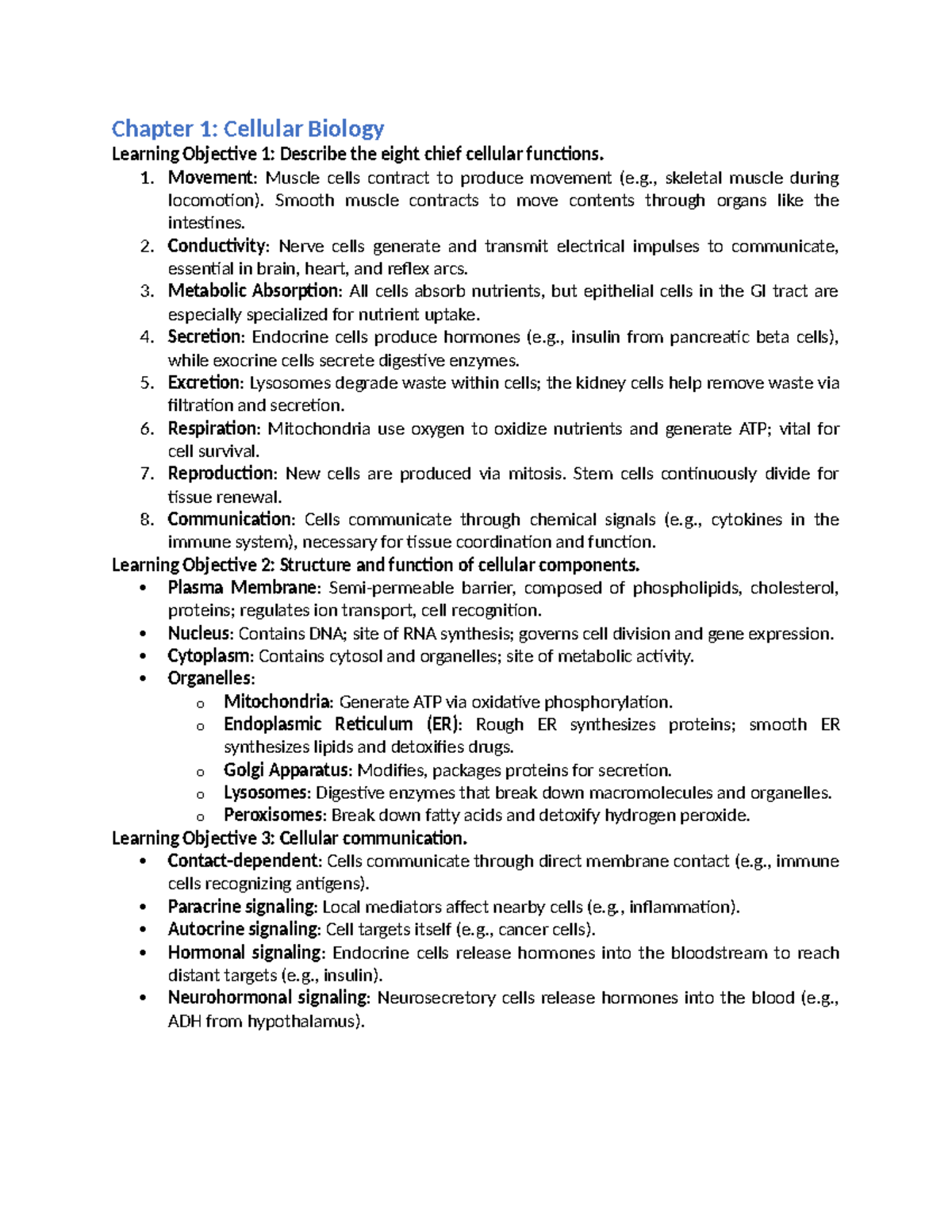 Cellular Biology and Genetics Study Guide: Key Concepts and Learning ...