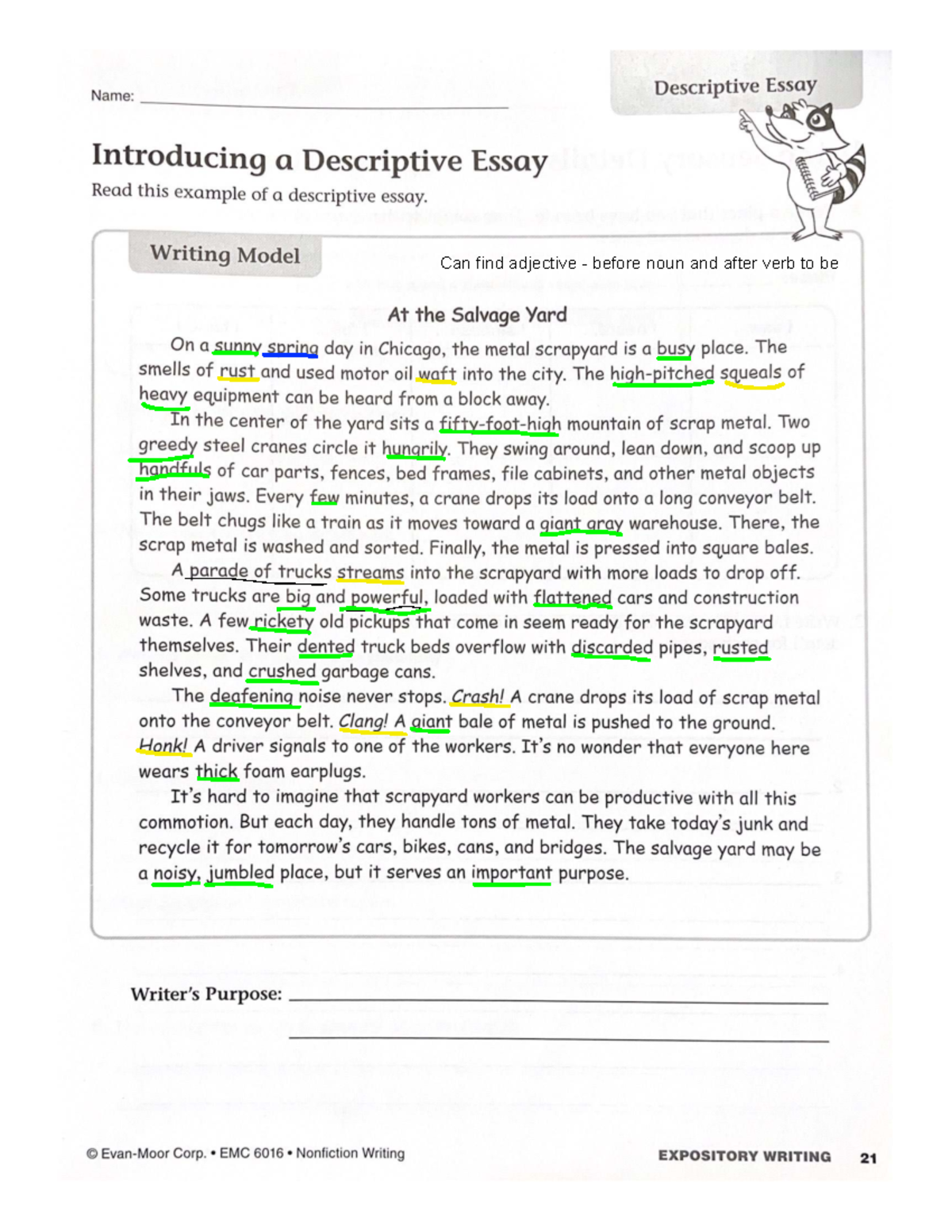 Descriptive Essay(Non-fiction Writing) - Studocu