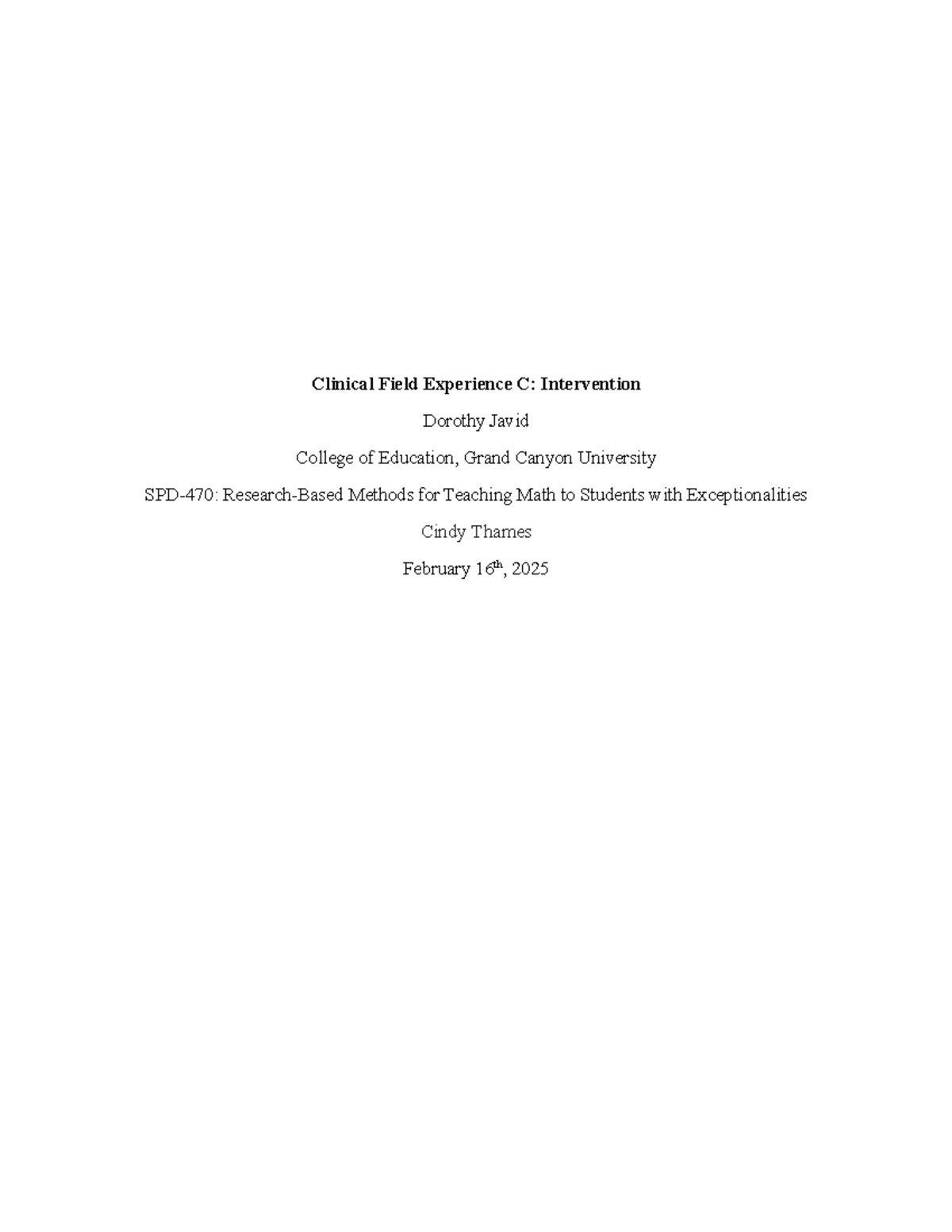 SPD-470: Clinical Field Experience C - Intervention Strategies - Studocu
