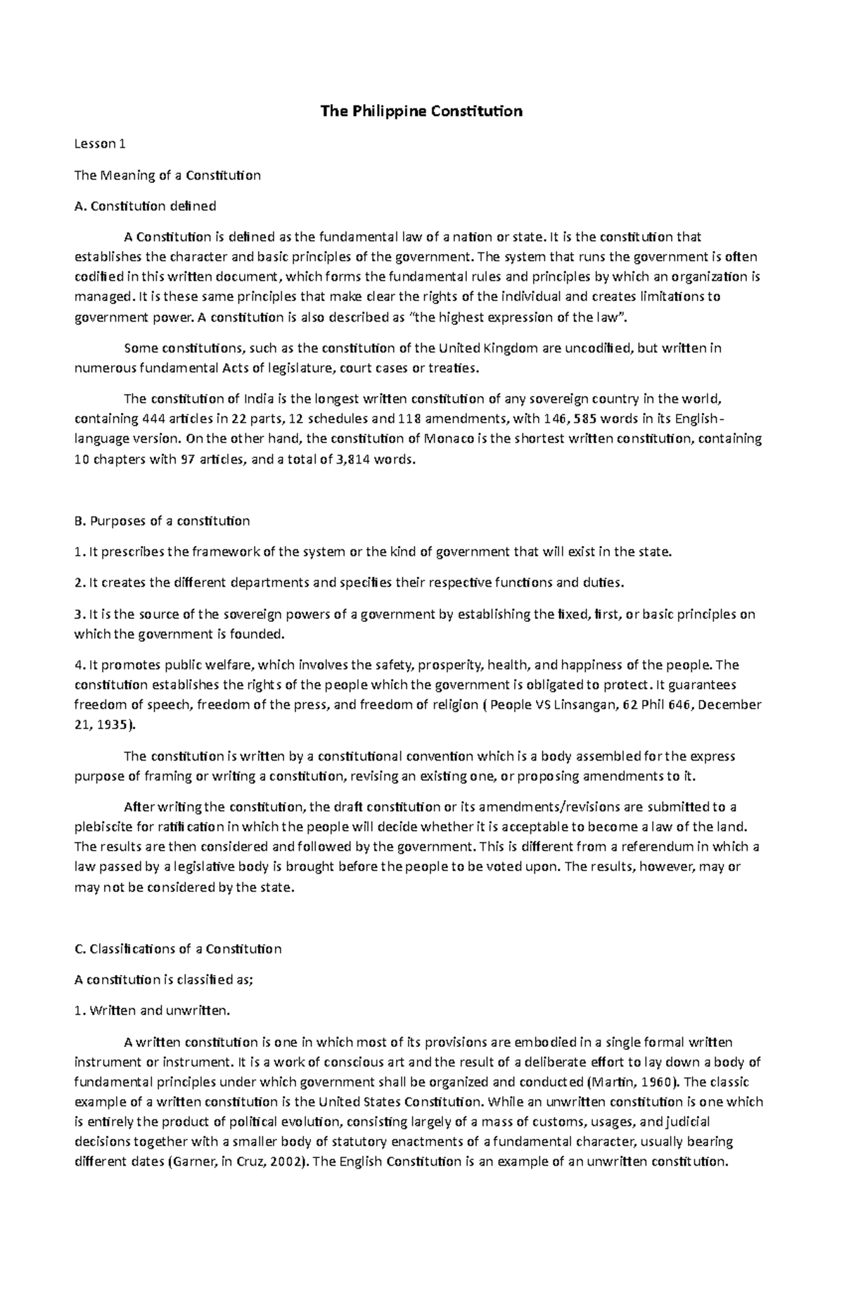 Philippine Constitution Lesson 1: Understanding Its Meaning and Purpose ...