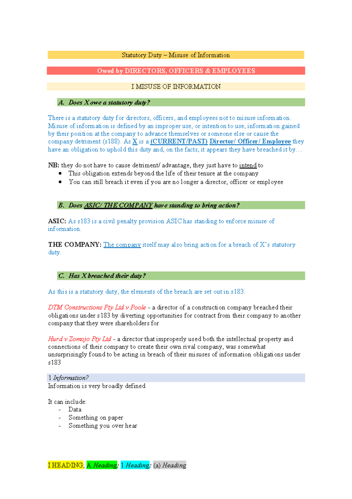 Statutory Duty and Misuse of Information: A Legal Analysis - Studocu