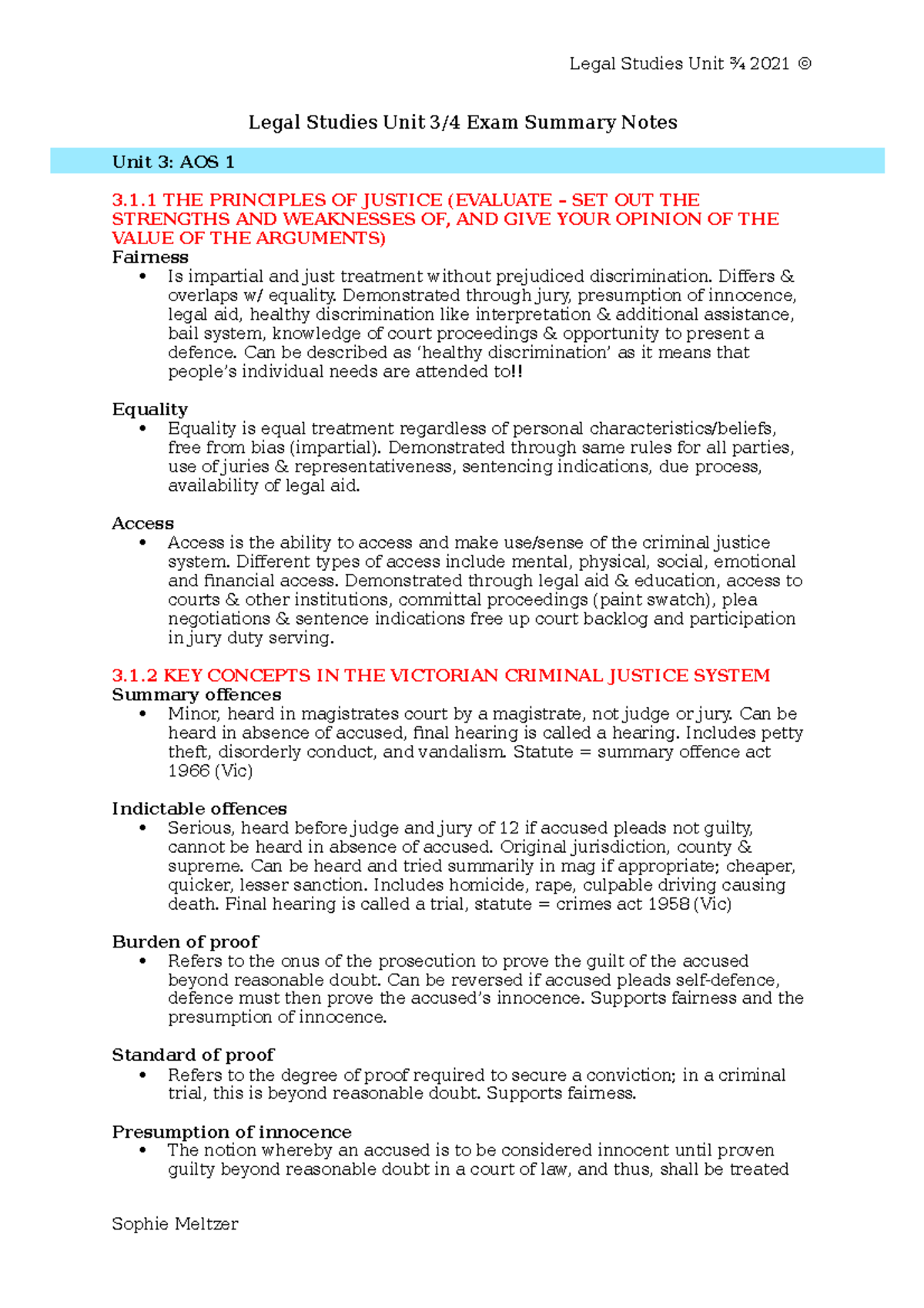 Legal Studies Unit 34 Exam Summary Notes-3 - Legal Studies Unit 3/4 ...