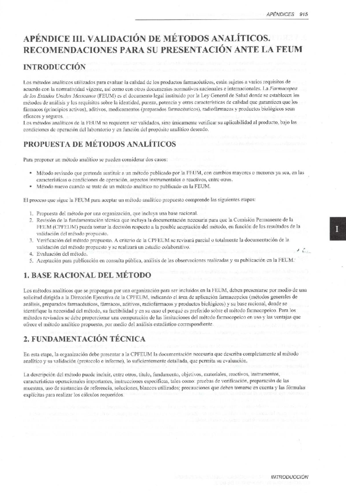APÉNDICE III: Validación de Métodos Analíticos según la FEUM - Studocu