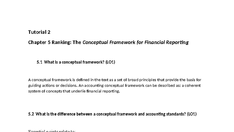 Tutorial 2: Chapter 5 - Conceptual Framework for Financial Reporting ...