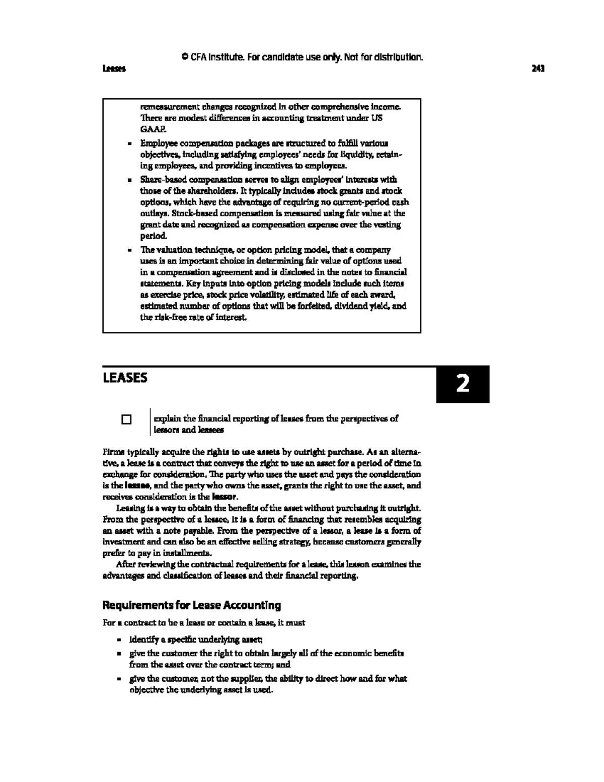 CFA Institute: Financial Reporting of Leases and Employee Compensation ...