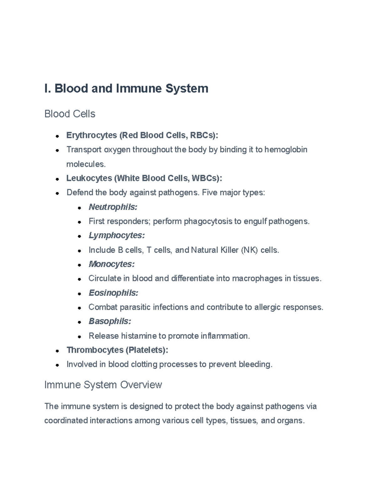 Lecture Notes: Blood, Immune System, and Microbiology Basics - Studocu