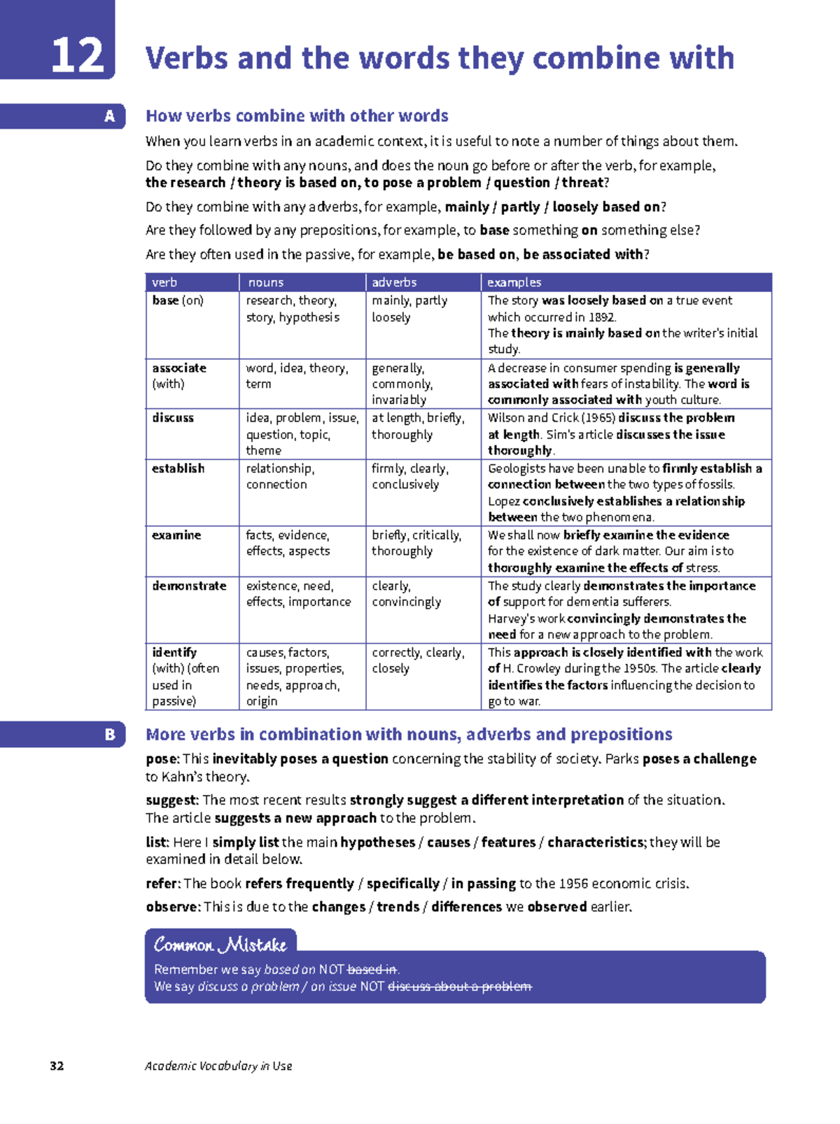 12 A Verbs and Their Combinations: Academic Vocabulary Insights - Studocu