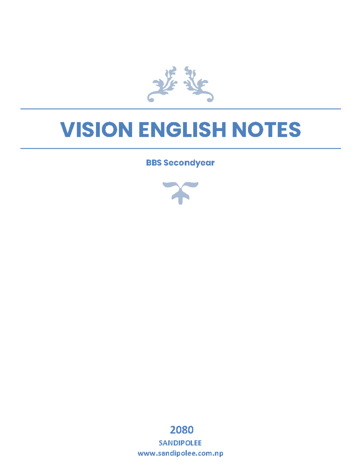 BBS 2nd Year Vision English Notes: Cultural and Literary Insights - Studocu