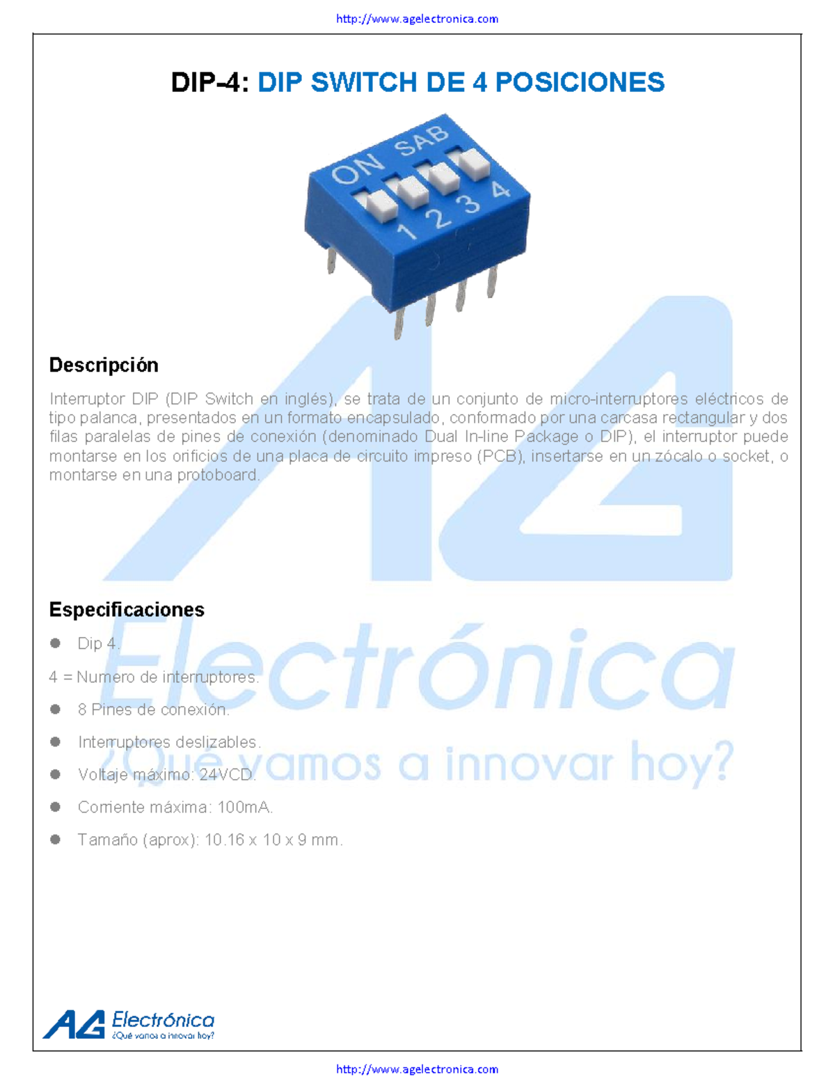 DIP-4 - Datahseet, manuales, componentes eléctronicos - DIP-4: DIP ...