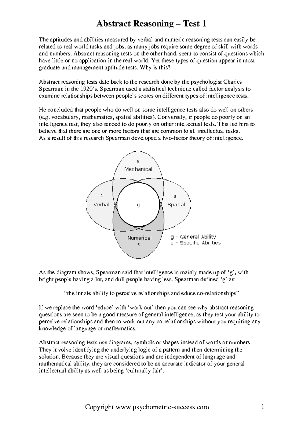 Abstract Reasoning Test 1: Understanding Patterns and Logic - Studocu