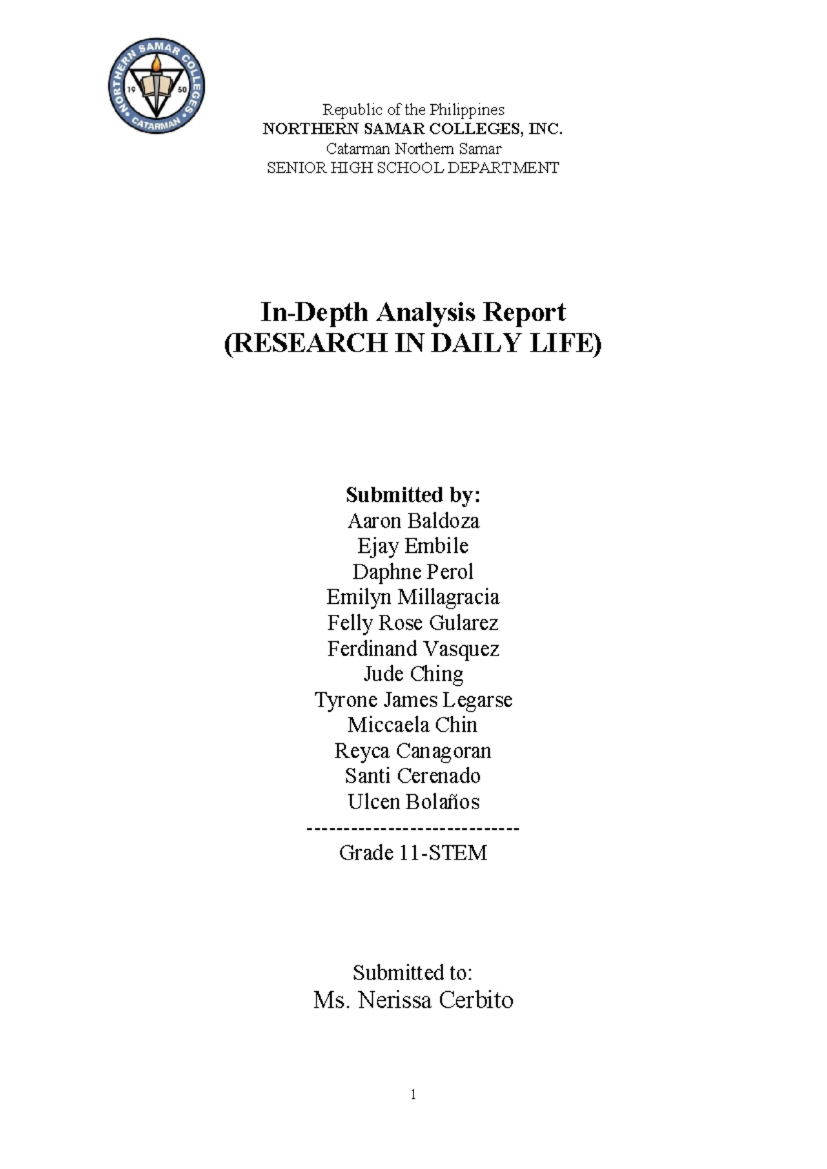 In-Depth Analysis of Group 5 Report in RDL 1 - Studocu
