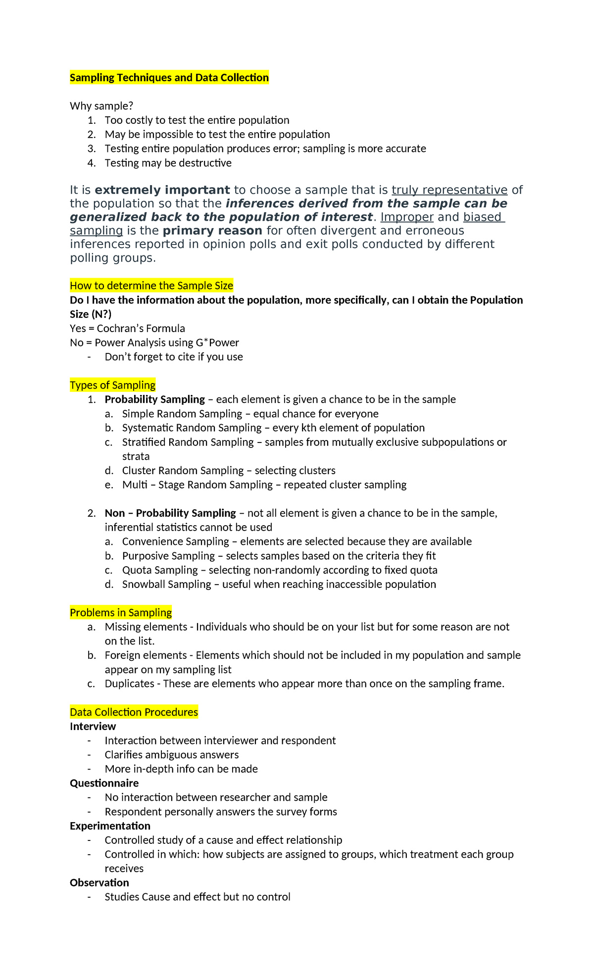 Stats 101 Module 2 - Sampling Techniques & Data Collection Notes - Studocu