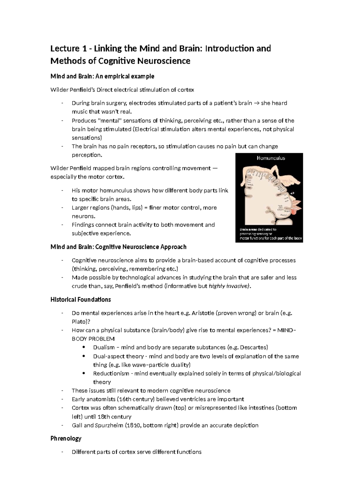 Lecture 1: Linking Mind and Brain in Cognitive Neuroscience - Studocu