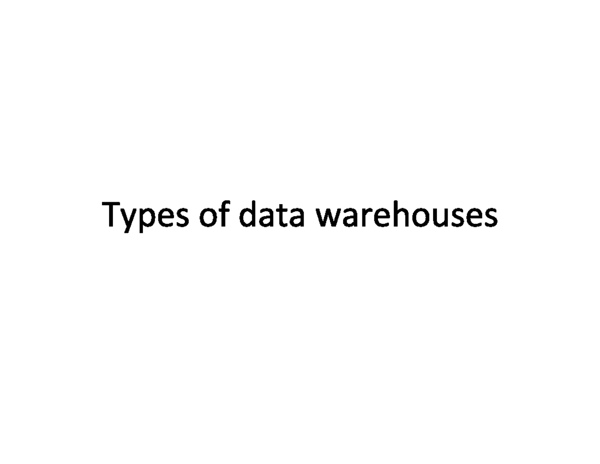 Unit 2 DWH - Lecture Notes on Data Warehouse Types - Studocu