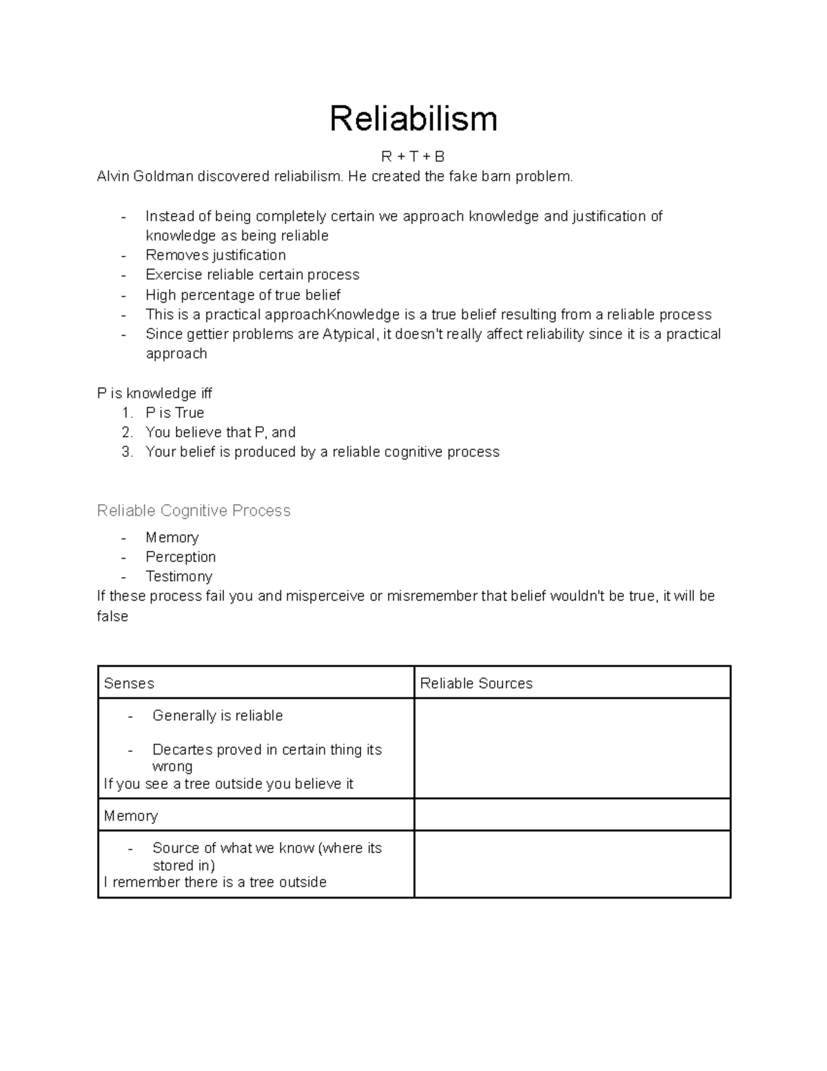 Reliabilism Notes: Understanding Goldman's Theory and Gettier Problems ...