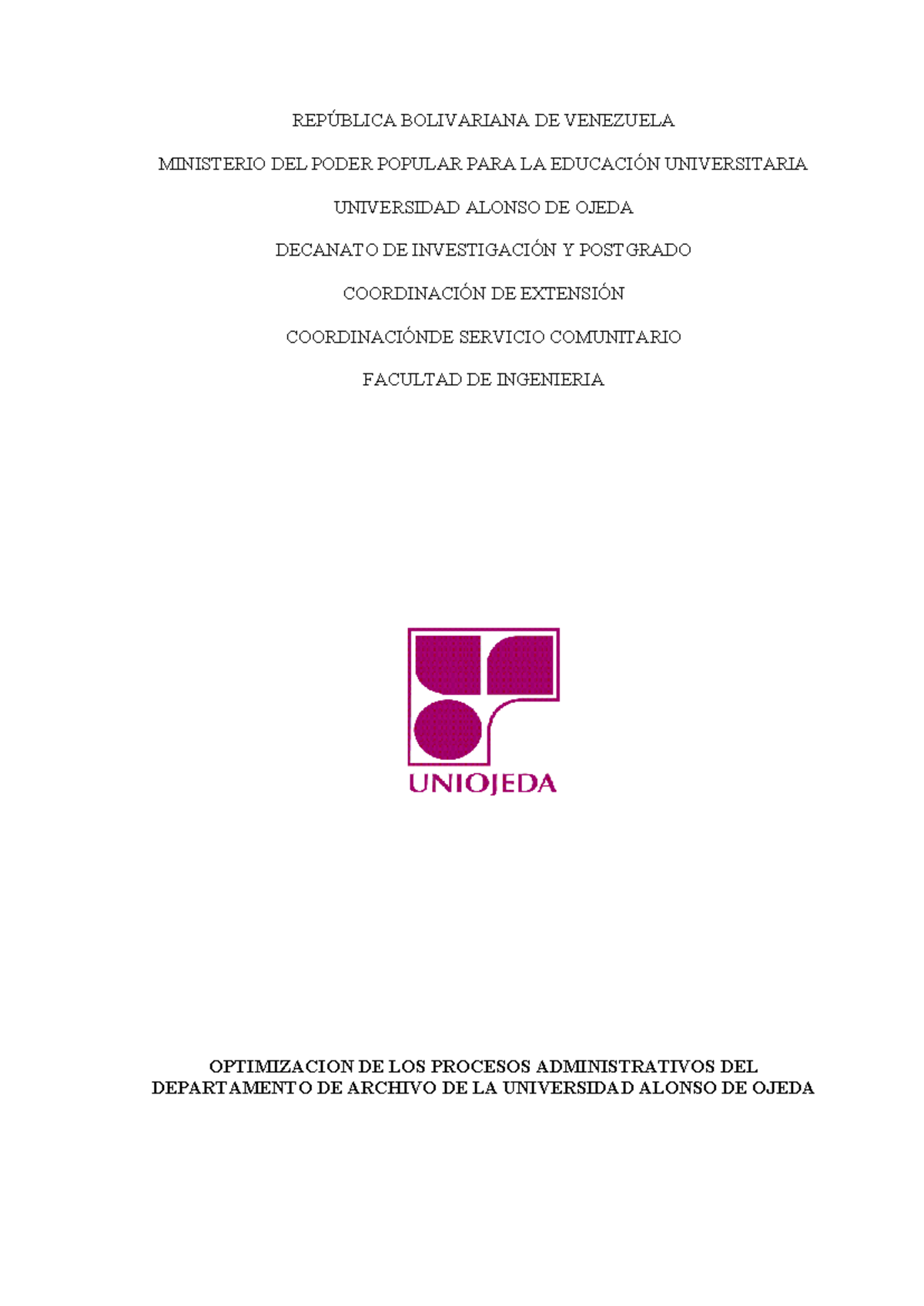 Optimización de Procesos Administrativos en Archivo - SC Uniojeda - Studocu