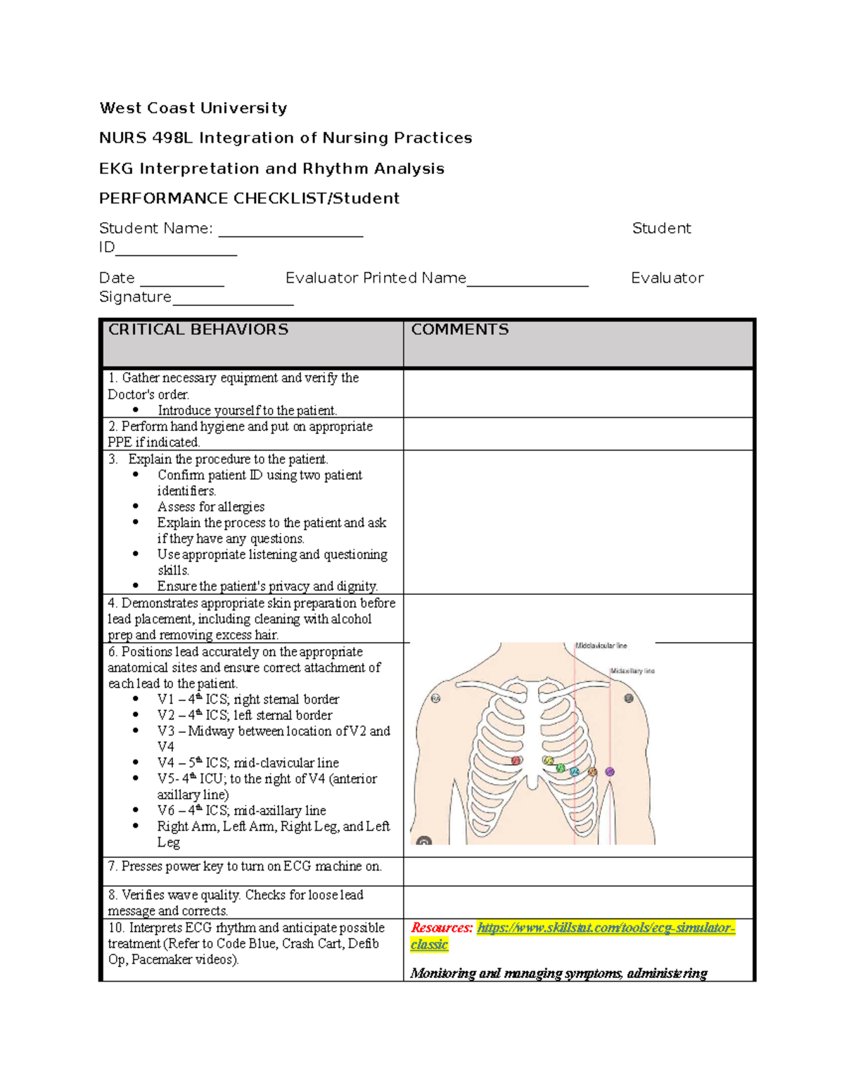 NURS 498L ECG Rhythm Analysis: Integration of Nursing Practices - Studocu