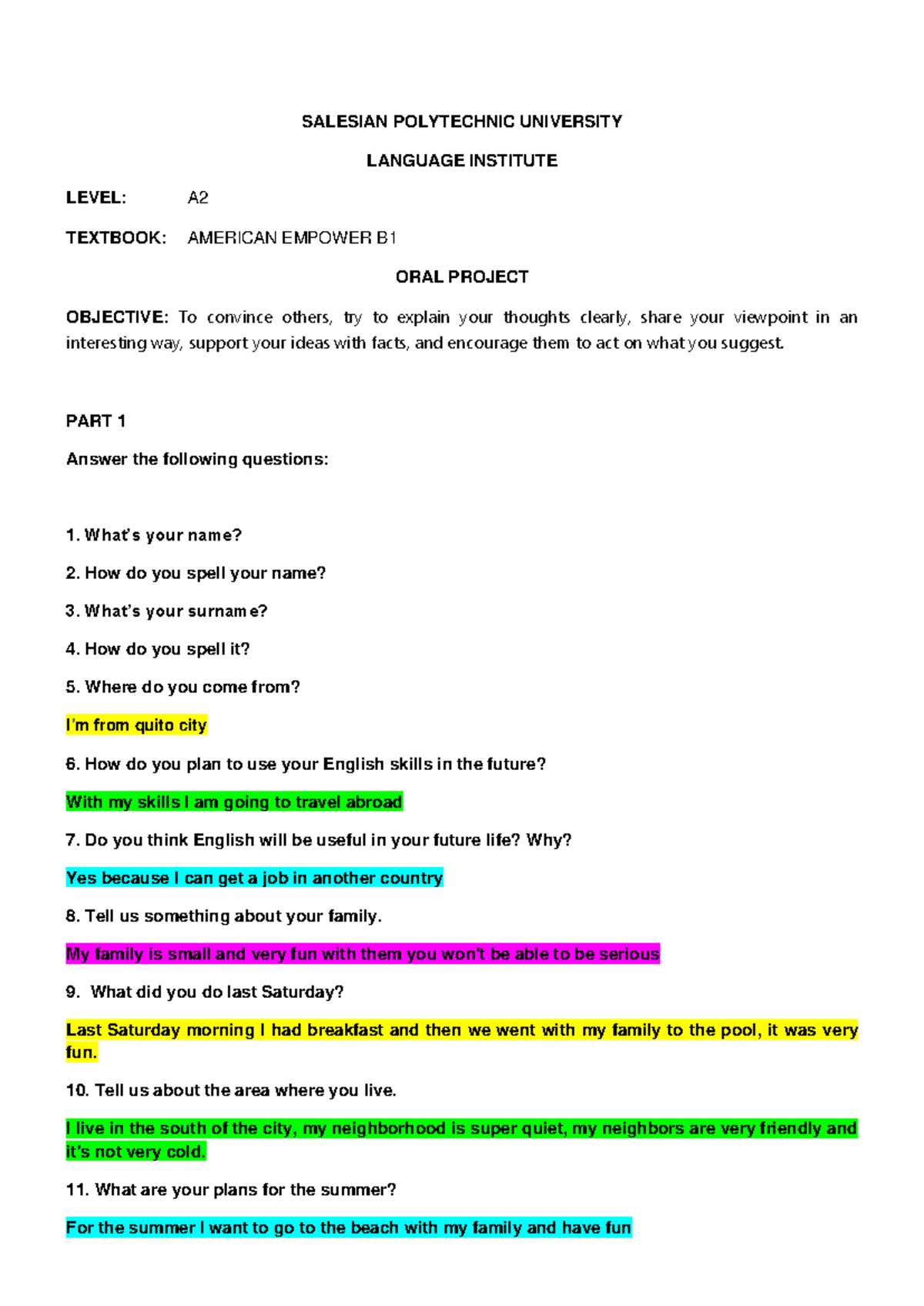 Proyect ingles - Apuntes - SALESIAN POLYTECHNIC UNIVERSITY LANGUAGE ...