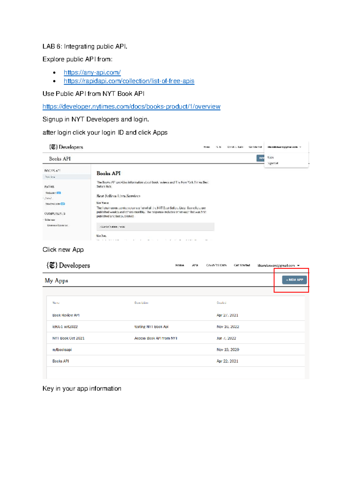 LAB 6: Accessing NYT Book API and Integrating Public APIs - Studocu