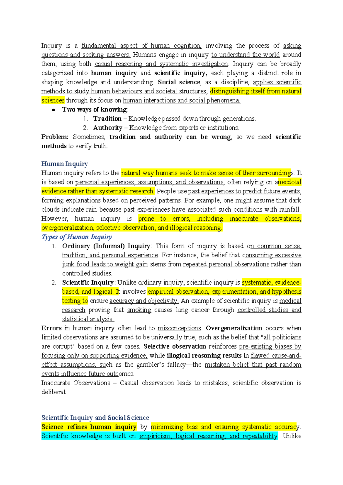 Social Science Inquiry: Understanding Human Behavior and Cognition ...