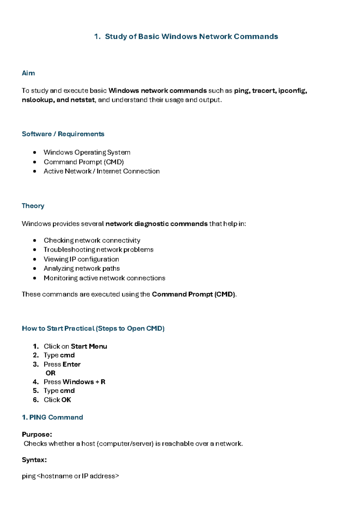 CS Lab Manual: Study of Windows Network Commands & Firewall ...