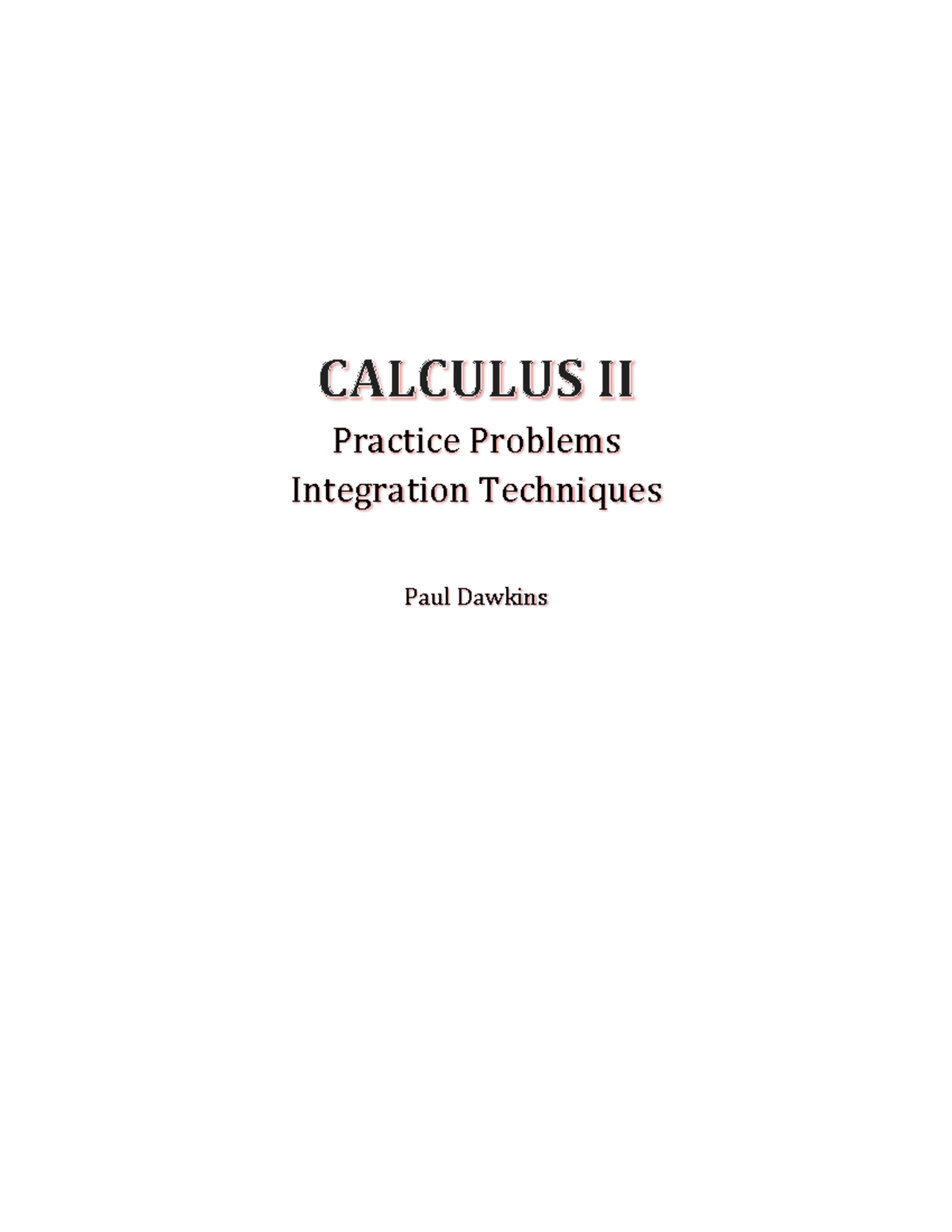 Calc II Final Exam Practice Problems on Integration Techniques - Studocu