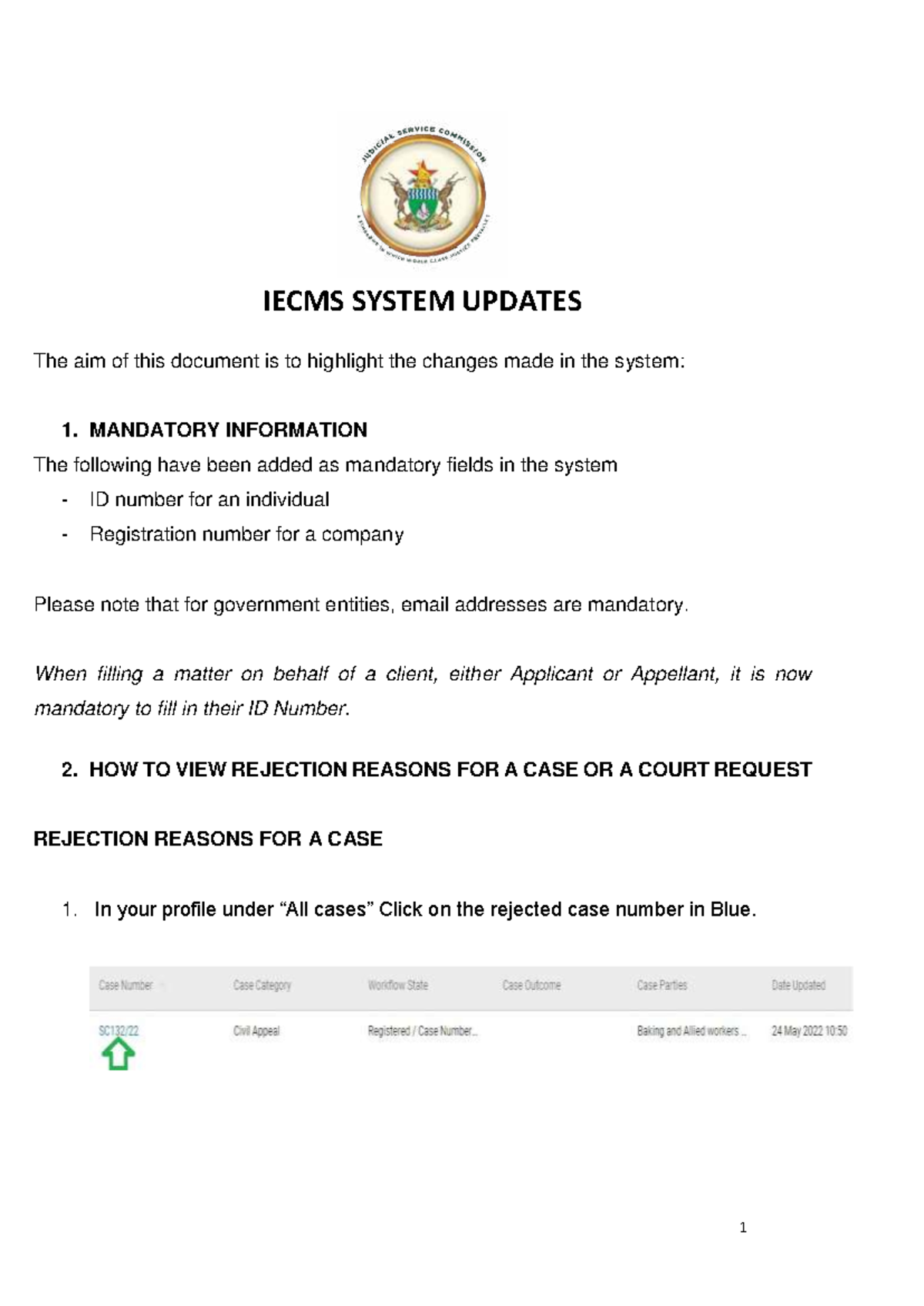 IECMS System Updates: Mandatory Info & Rejection Reasons Guide - Studocu