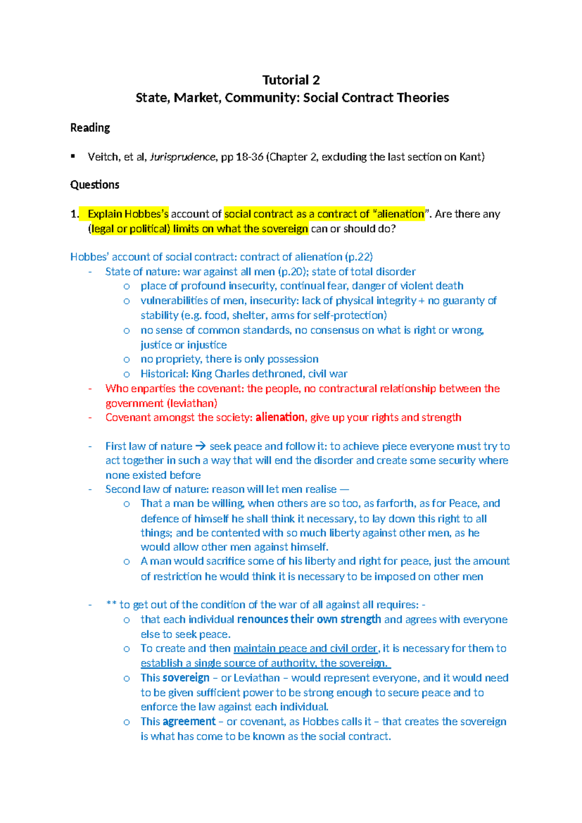 2024 Tutorial 2: Social Contract Theories and Sovereignty Analysis ...