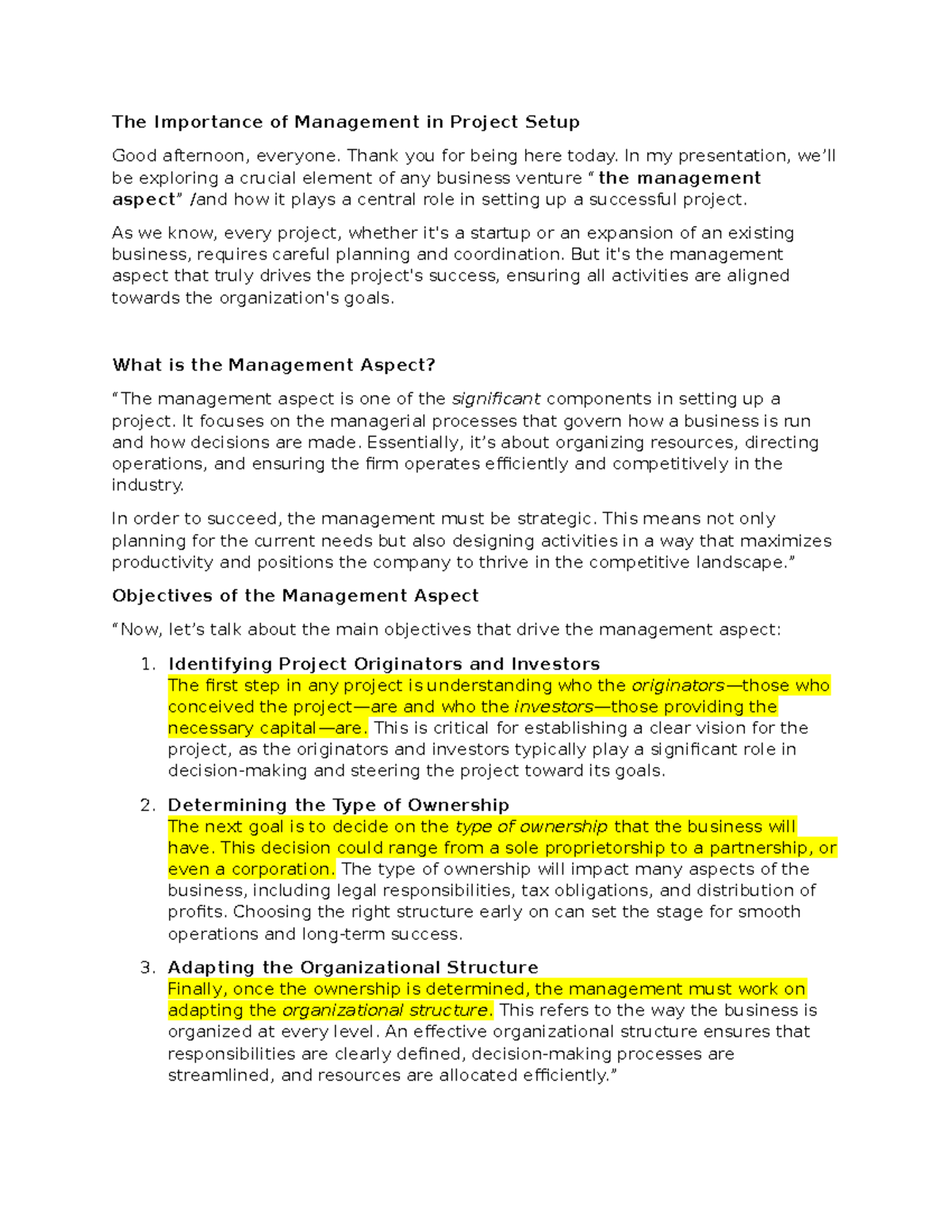 Feasib Script - Reviewer about management aspect - The Importance of ...