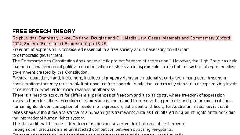 FREE SPEECH EXAM NOTES (LAW 101): Theories, Cases & Implications - Studocu