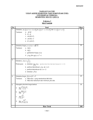 Tugas 3 kalkulus - Kalkulus 1 - Studocu