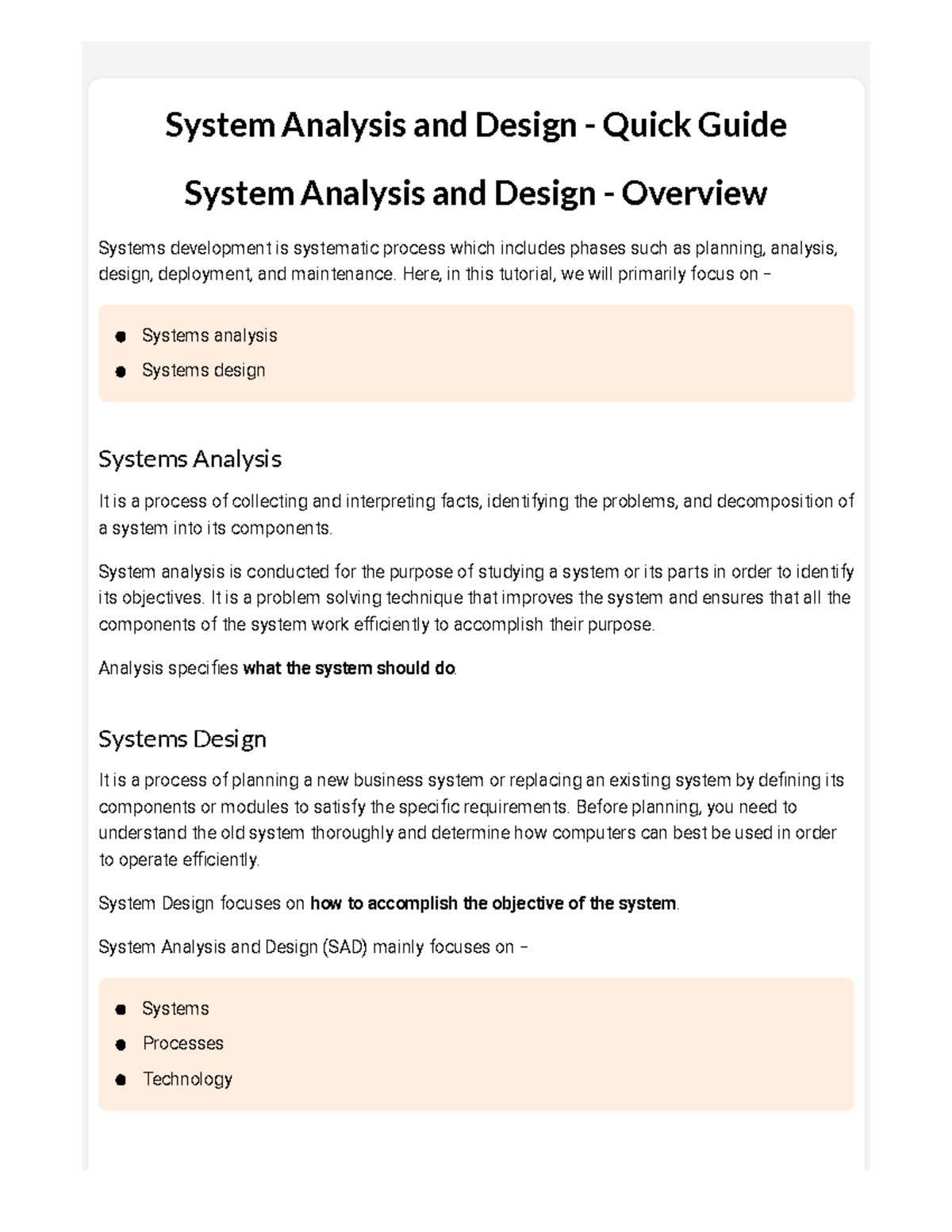 System Analysis and Design (SAD) - Comprehensive Quick Reference Guide ...