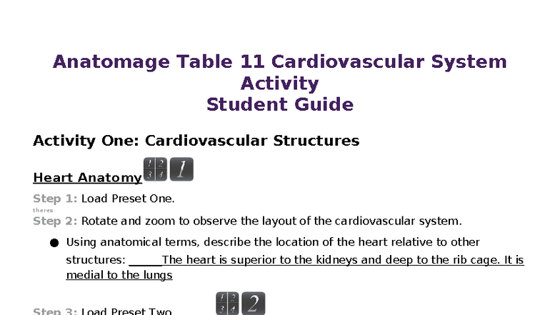 Table 11 - Student Guide: Cardiovascular System Activity - Studocu