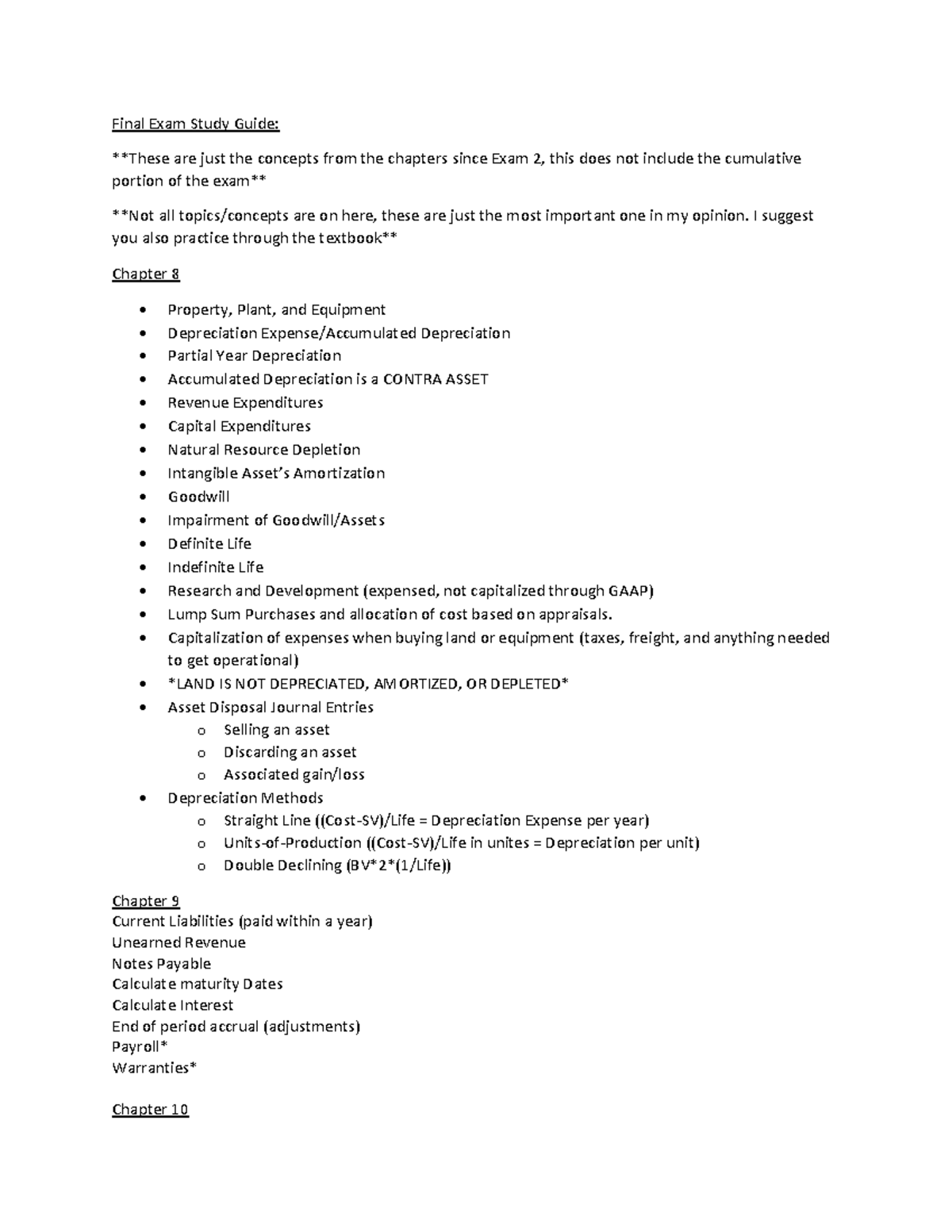 Final Exam Study Guide: Key Concepts from Chapters 8-12 - Studocu