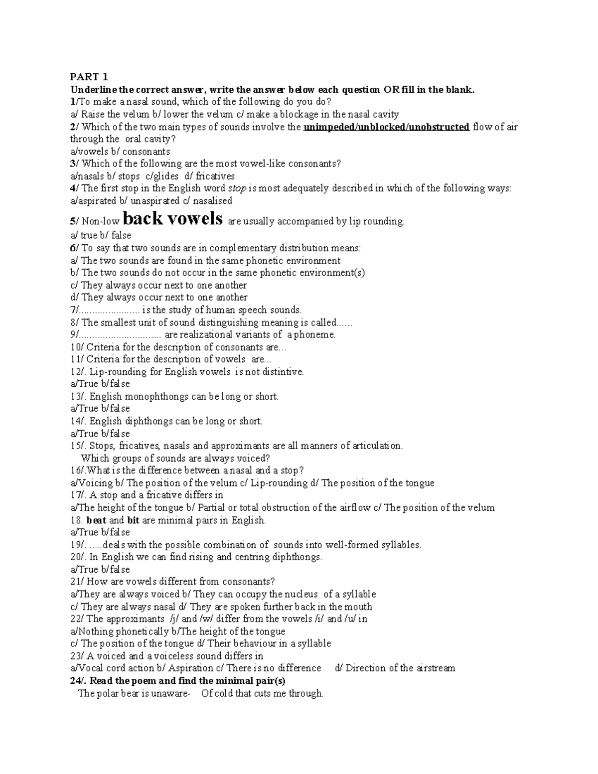 Assignment 8: Phonetics and Phonology Quiz Answers and Notes - Studocu