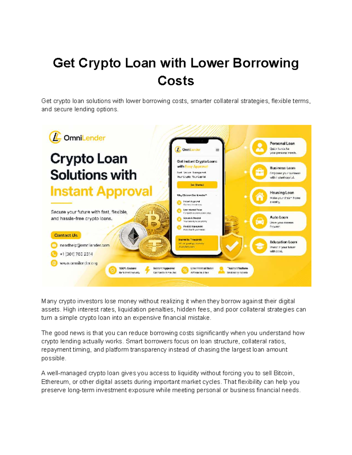 Crypto Loan Strategies: Lower Costs & Smart Collateral Management - Studocu