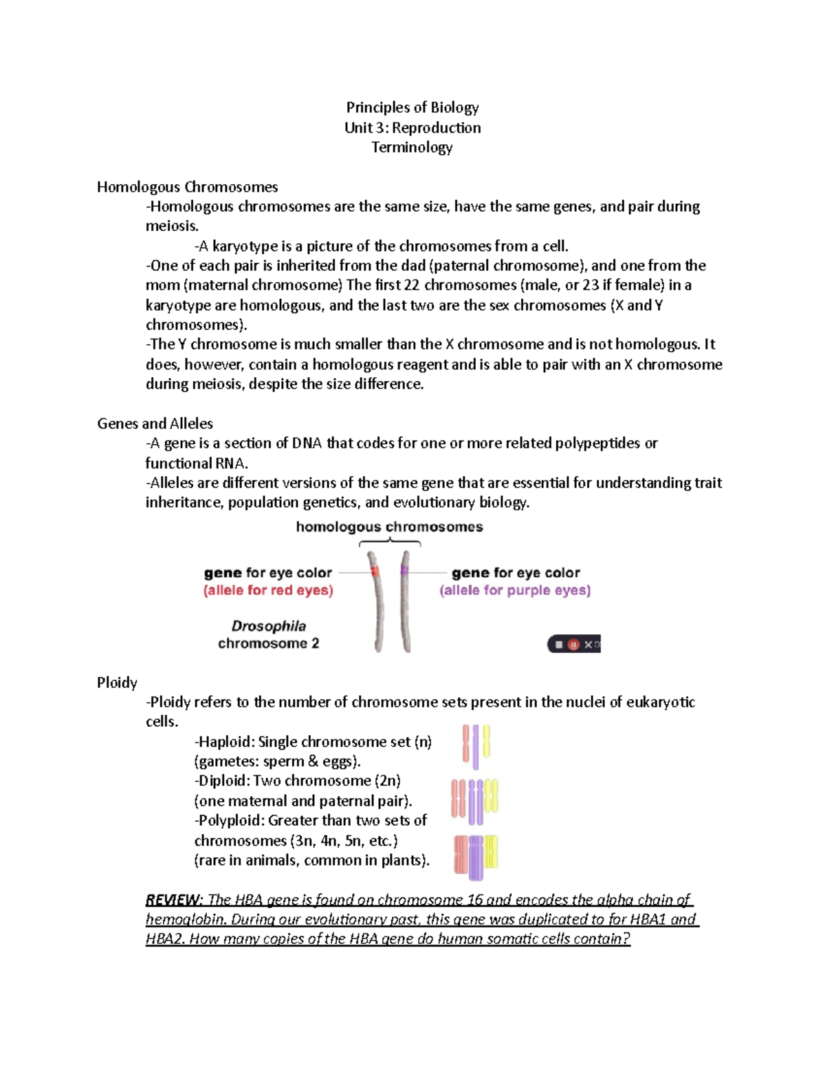 AP Biology Terminology - Principles of Biology Unit 3: Reproduction ...