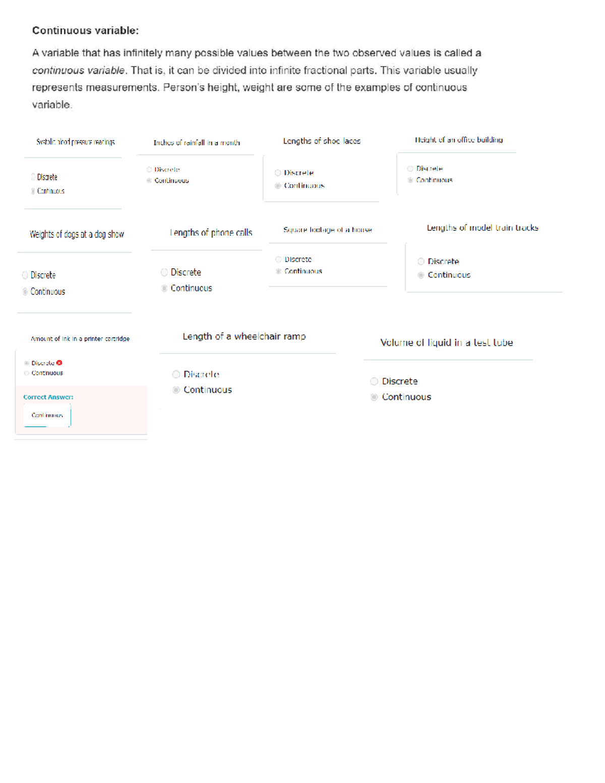 Continuous and Discrete Variable Examples: A Study Guide - Studocu