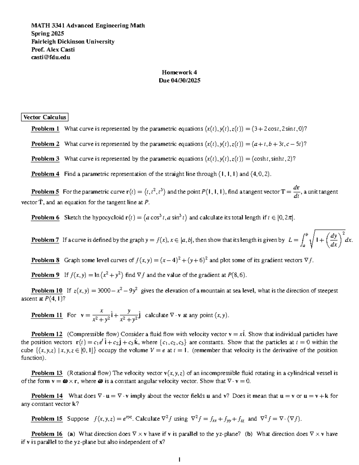 HW MATH 3341 Advanced Engineering Math Spring 2025 Homework 4 Solutions - Studocu