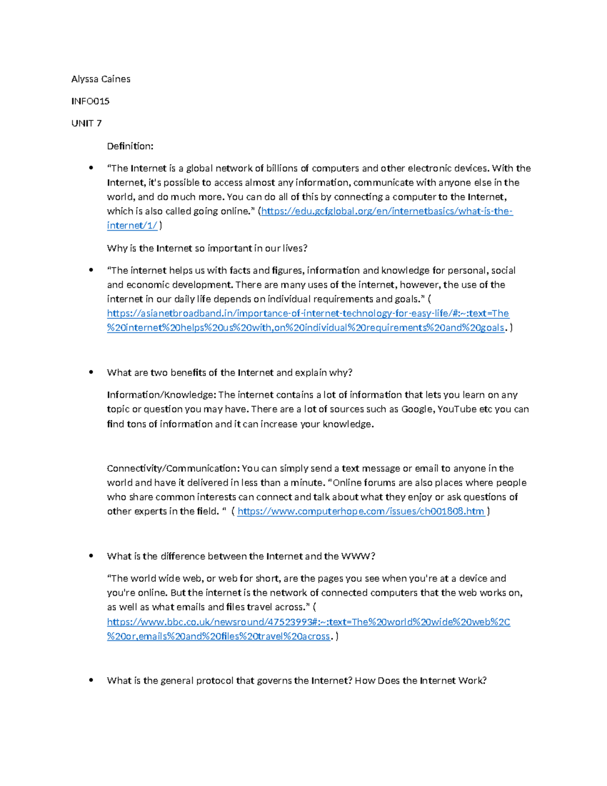 UNIT 7 Alyssa Caines - information containing information that when ...