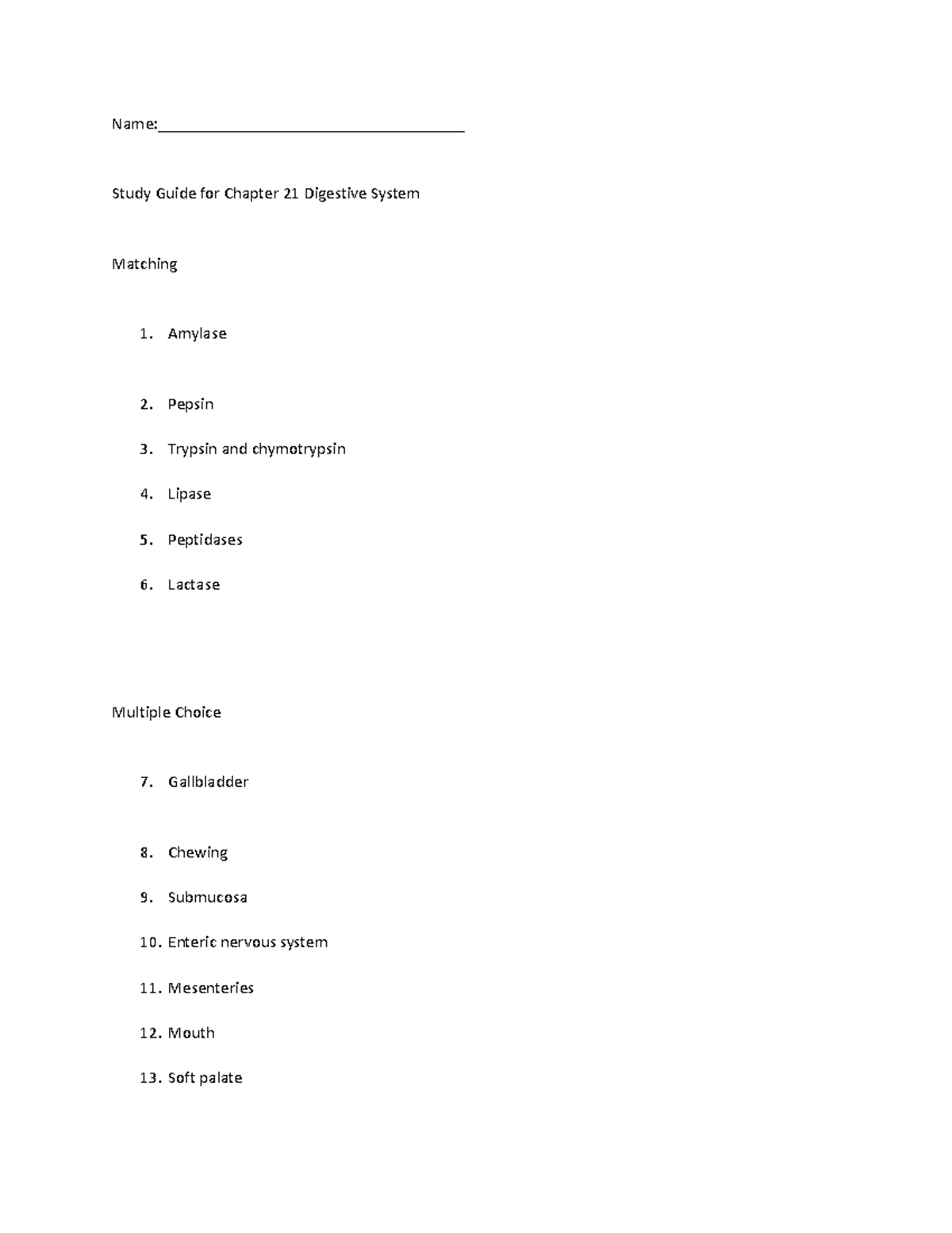 Anatomy and Physiology Chapter 21 Digestive System Study Guide - - Studocu