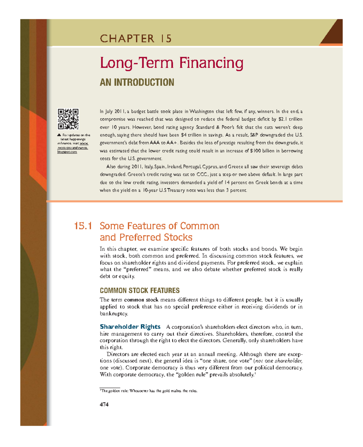 CHAPTER 15 Financing: Key Concepts in Corporate Finance - Studocu