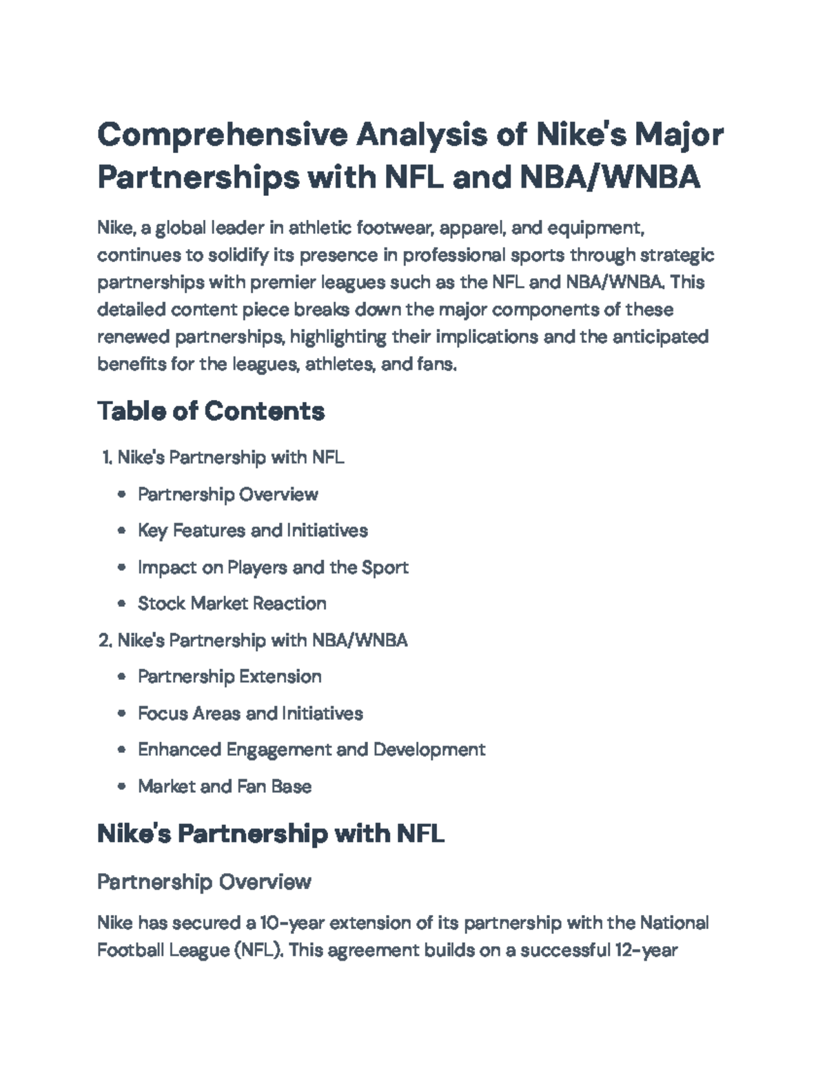 Nike's Major NFL and NBA/WNBA Partnerships: Impacts and Innovations ...