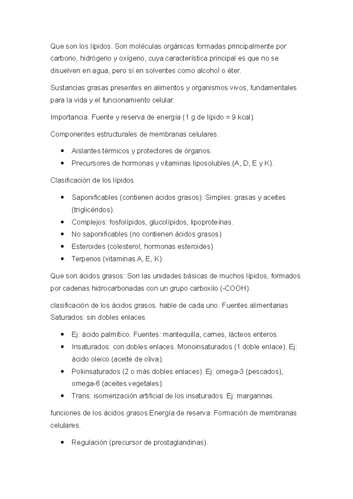Lípidos: Estructura, Funciones y Metabolismo - Informe 1 - Studocu