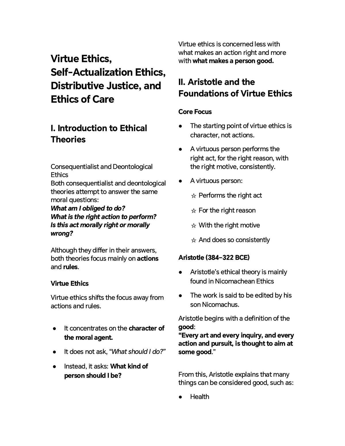 Ethical Theories & Moral Reasoning: Virtue Ethics, Justice, & Care ...
