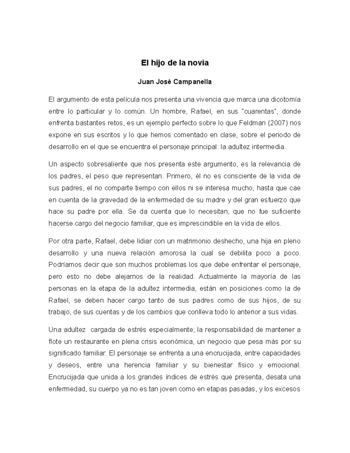 El hijo de la novia - Nota: 9 - El hijo de la novia Juan José ...