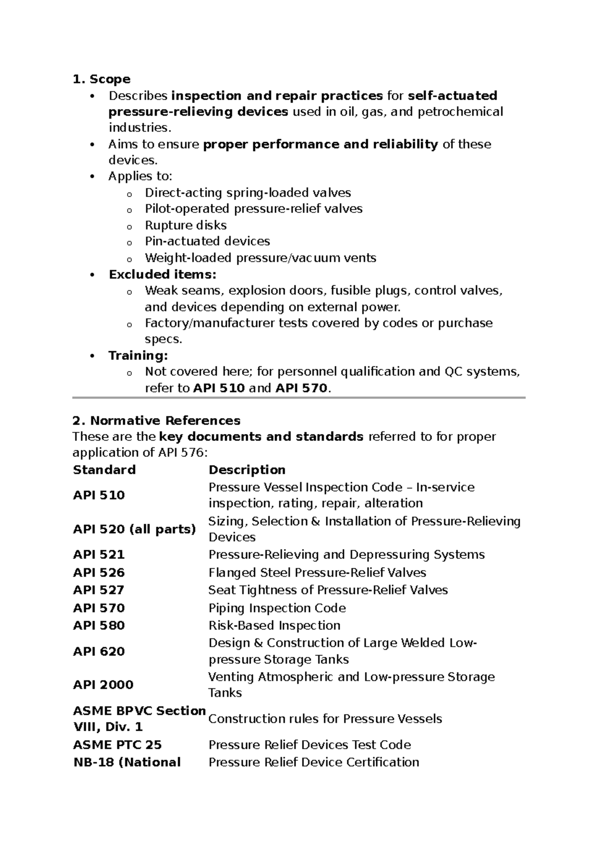 API 576: Inspection and Maintenance of Pressure Relief Devices - Studocu